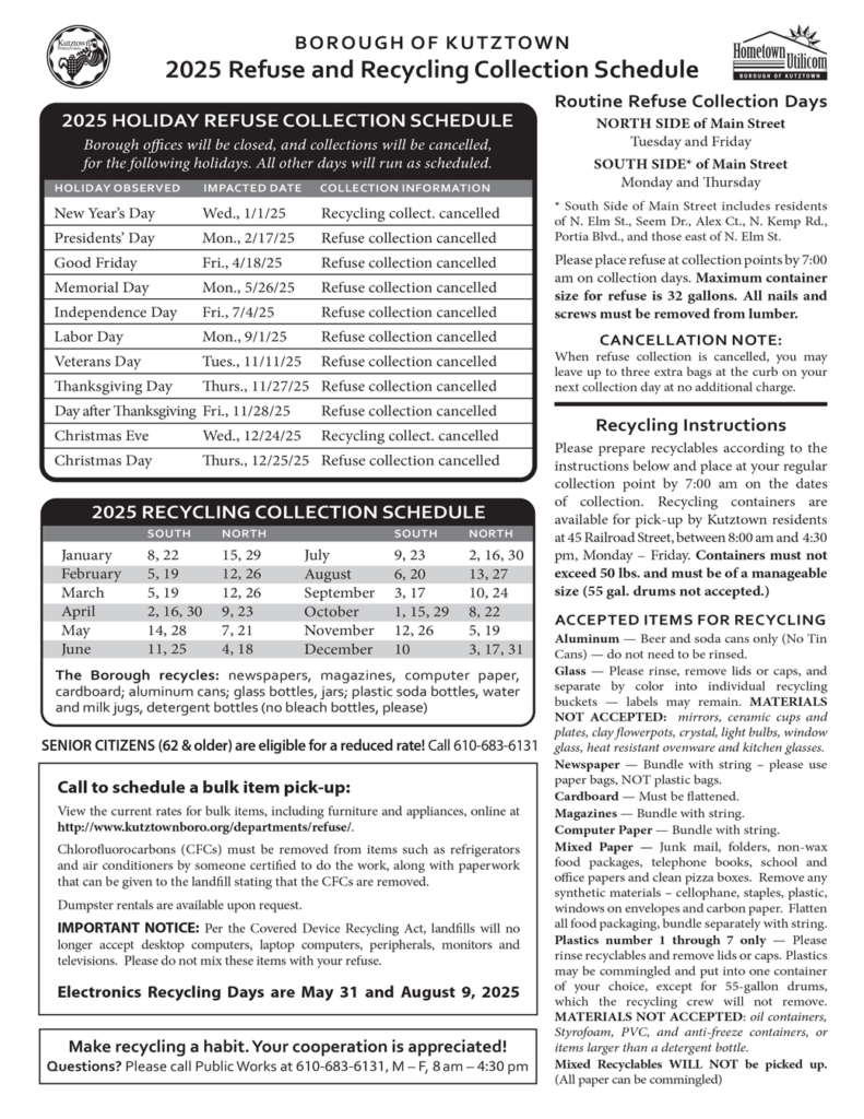 Bill Inserts | Utilities & Billing | Borough of Kutztown, Pennsylvania